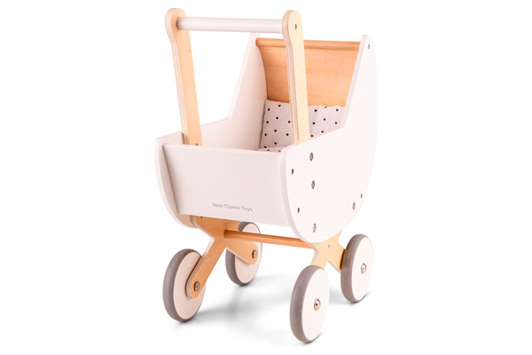 New Classic Toys Poppenwagen wit met beddengoed | Poppenwagen.nl